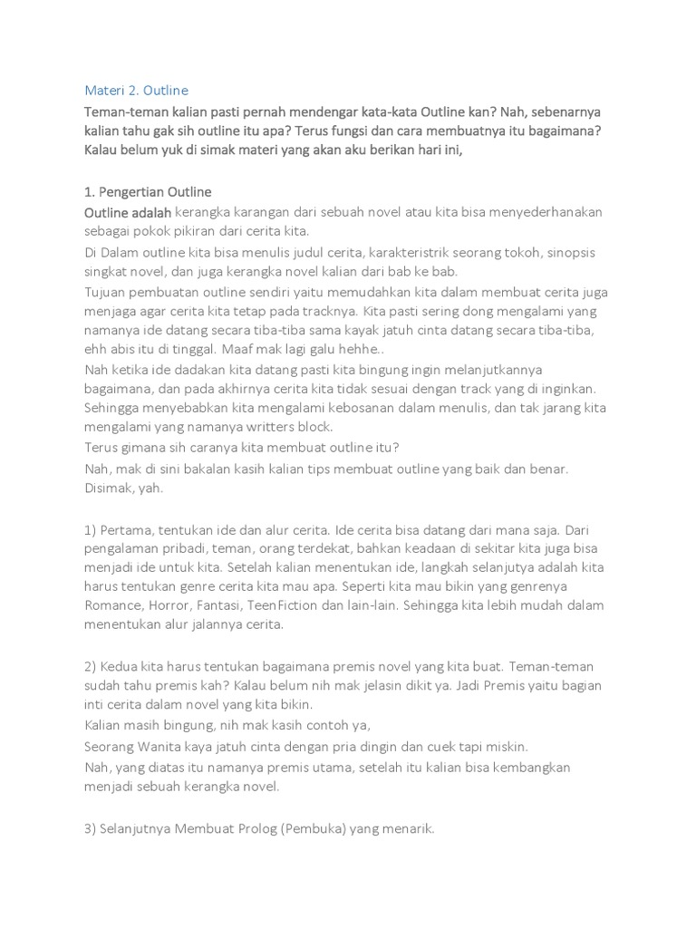 Materi 2 - Ambass Mega (Outline Dan Premis) | PDF