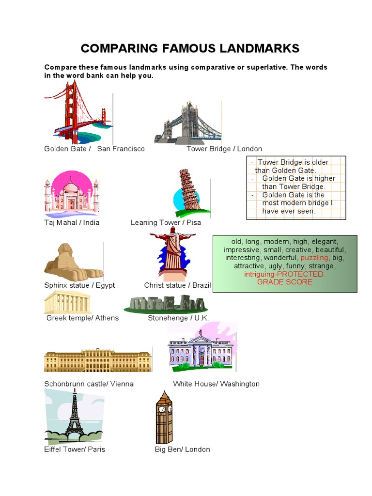 Adjectives Comparing Famous Landmarks | PDF