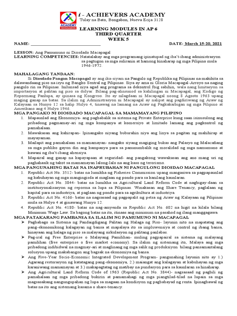 AP 6 Week 5 | PDF