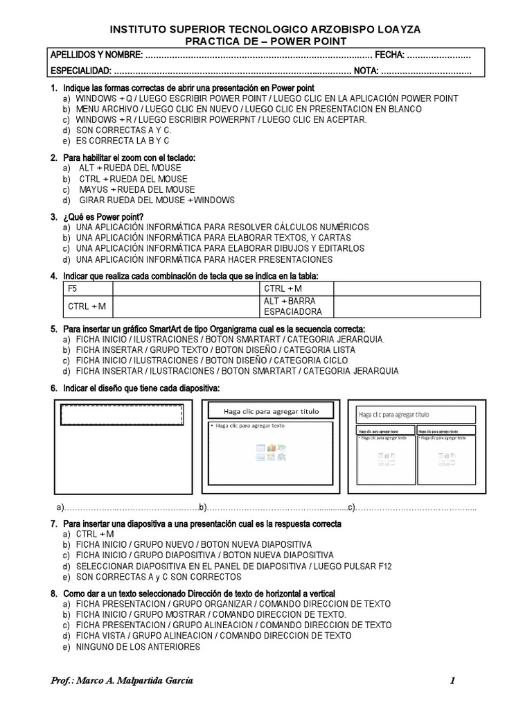 Examen de Power Point Teorico Mayo 2019 2 | PDF | Microsoft PowerPoint | Informática