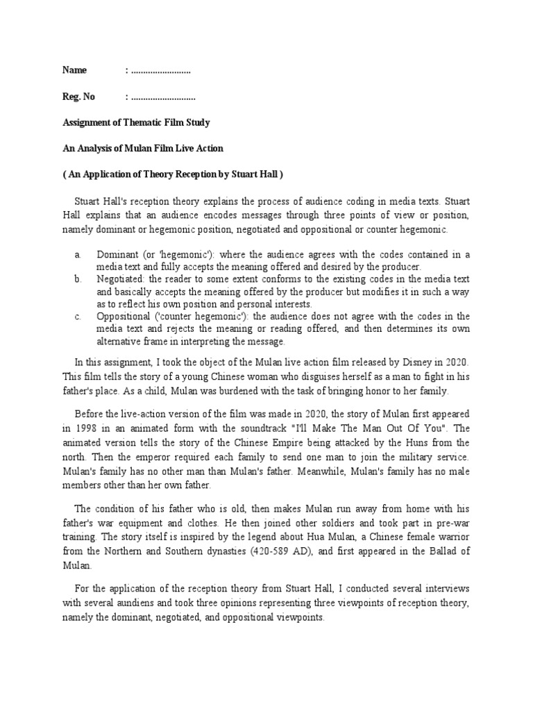 Thematic Film Study | PDF