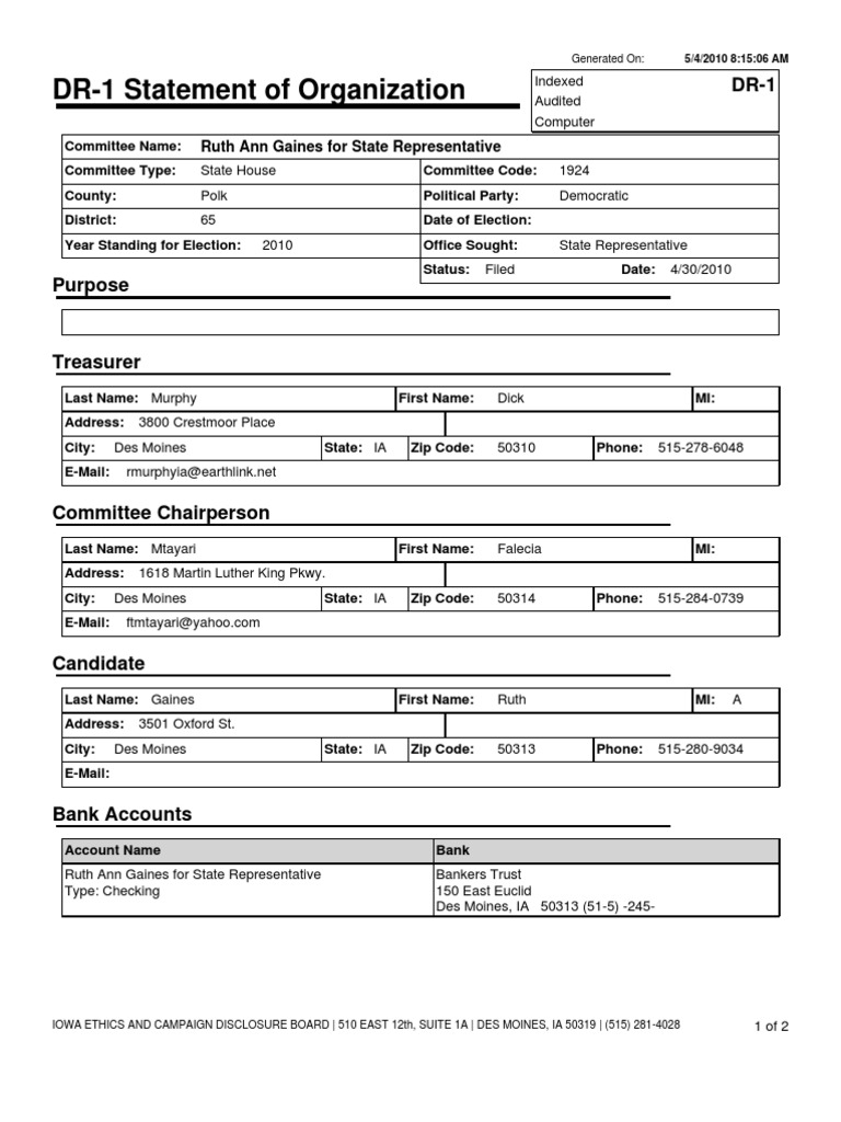 Gaines, Ruth - Ruth Ann Gaines For State Representative - 1924 - DR1 ...