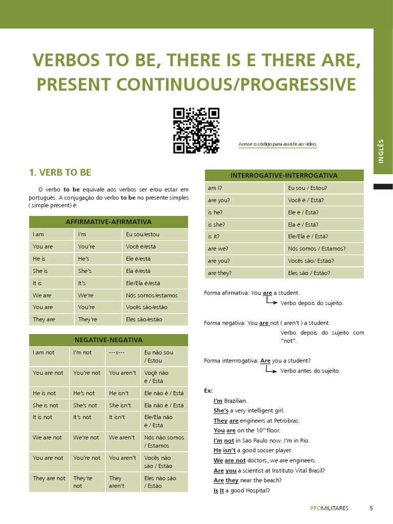 Verbos To Be There Is e There Are Present Continuous | PDF | Fonética ...