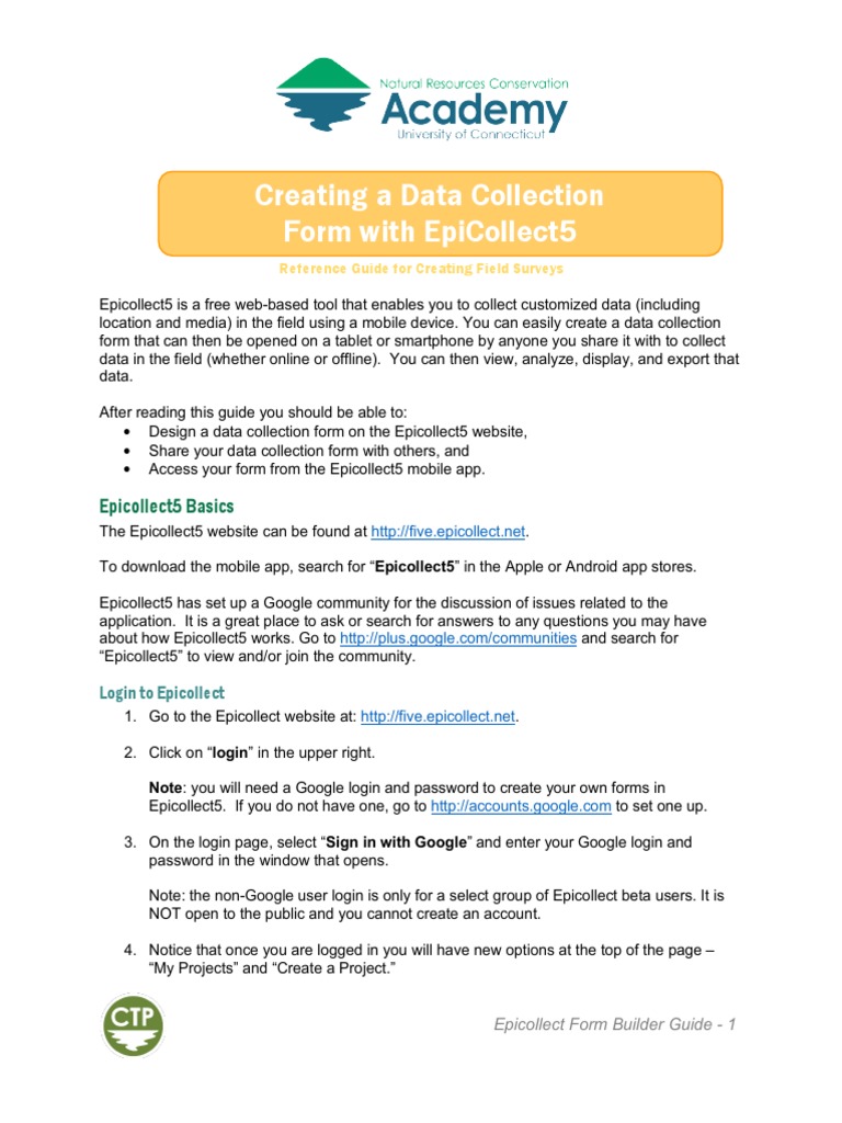 Creating A Data Collection Form With Epicollect5 | PDF | Mobile App ...