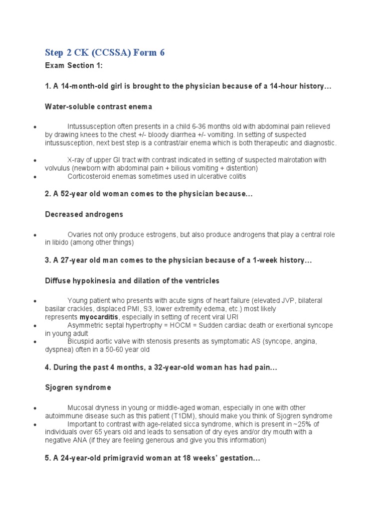 Step 2 CK (CCSSA) Form 6 | PDF | Dementia | Urinary Incontinence