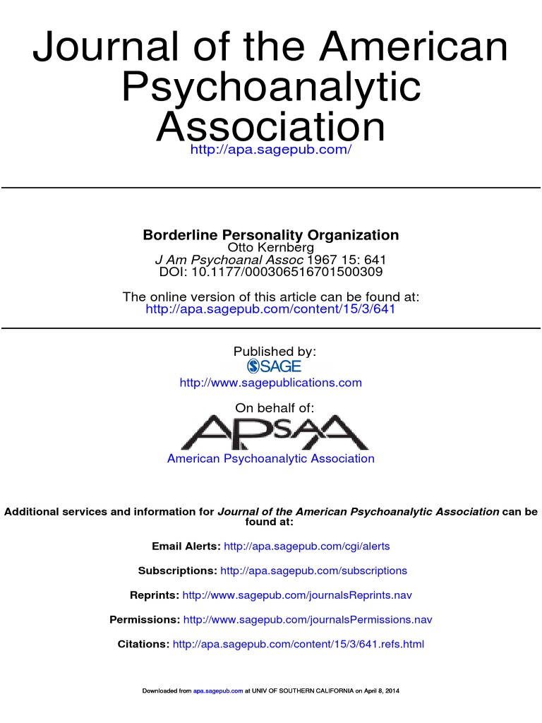 Kernberg's Borderline Personality Organization | PDF | Borderline ...