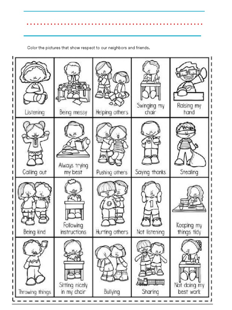 Color The Pictures That Show Respect To Our Neighbors and Friends | PDF ...