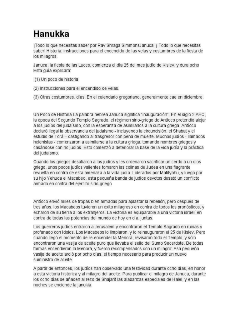 Guía Completa de Hanukkah 2020 | PDF | Janucá | Judios y judaísmo