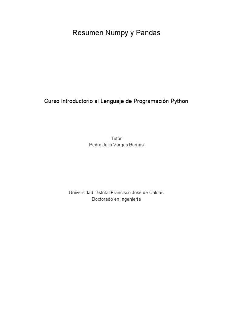 Resumen Numpy y Pandas | PDF