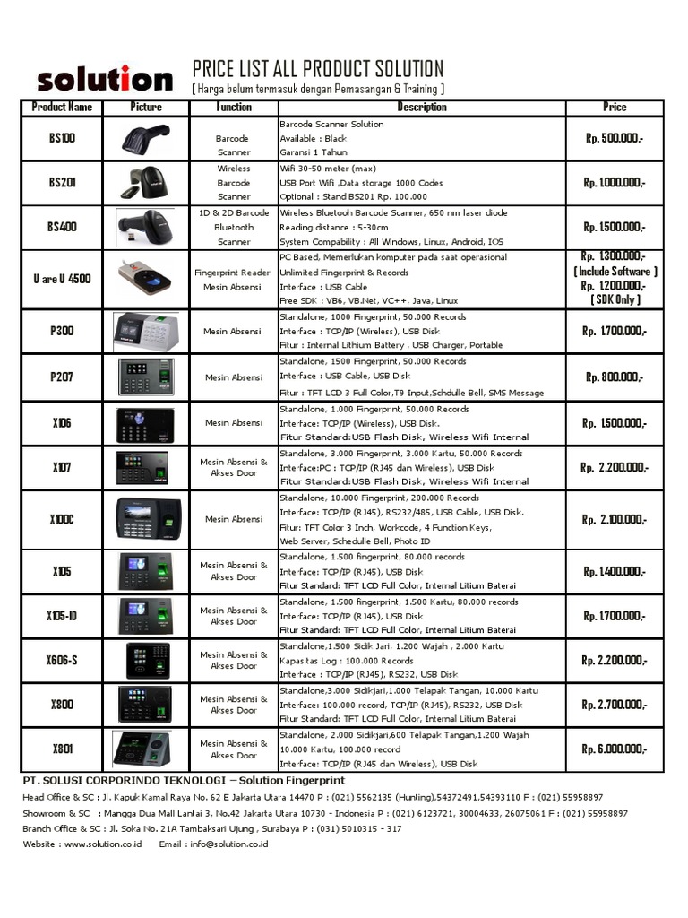 FINGERPRINT - Price List - SOLUTION - July 2019 | PDF | Usb Flash Drive ...