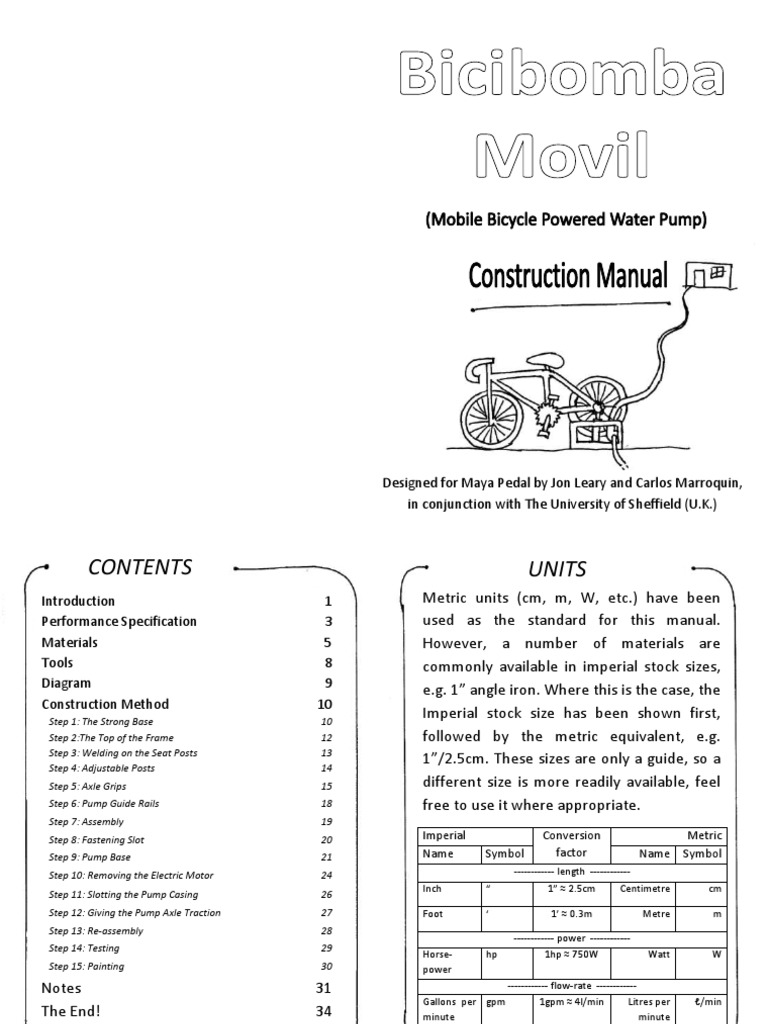Bicibomba Movil Construction Manual | PDF | Nut (Hardware) | Screw