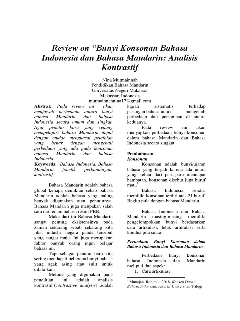 Nina Mutmainnah - 200507502003 - Final Hanyu Yuyin Xue Dan Hanyu Kouyu | PDF