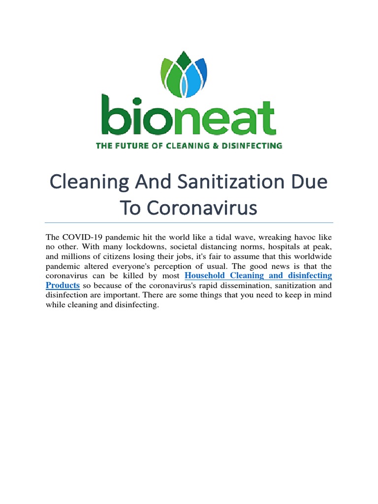 Cleaning and Sanitization Due To Coronavirus | PDF | Disinfectant ...