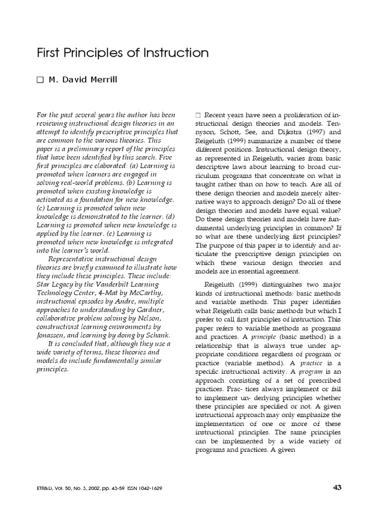 Merrill's First Principles of Instruction | PDF | Instructional Design ...
