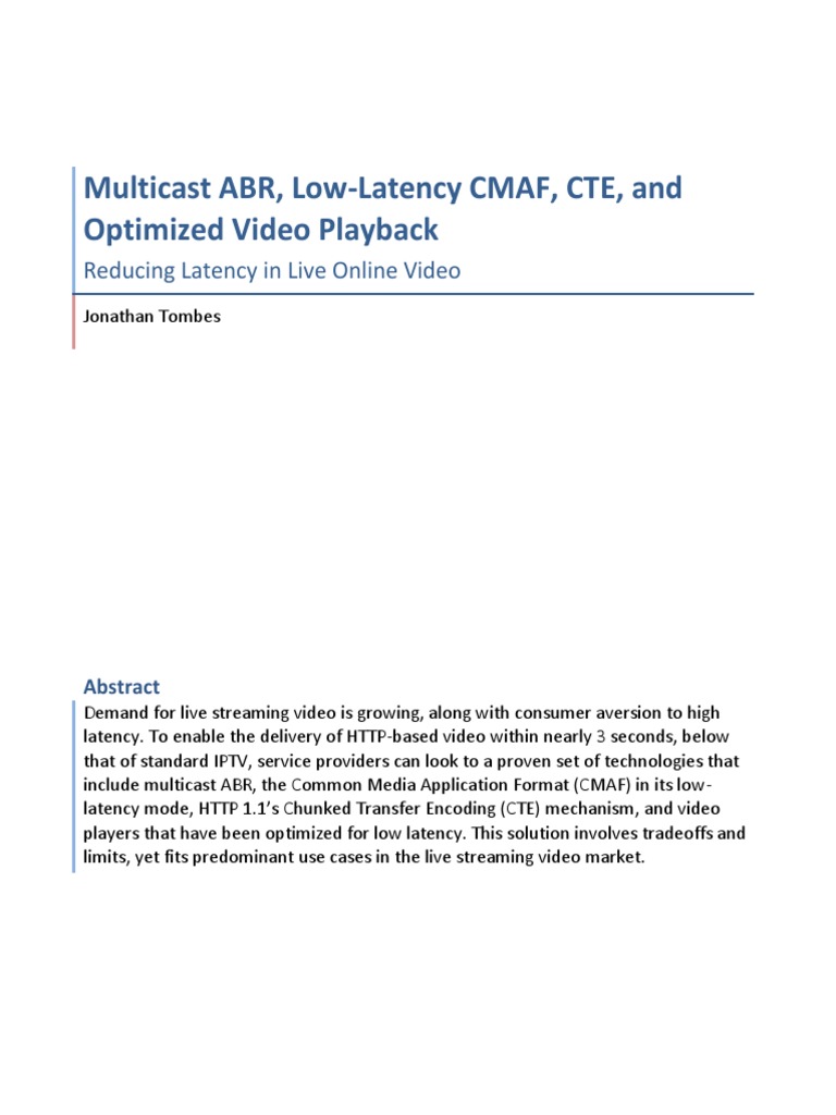 WP Chunked CMAF Multicast ABR Broadpeak TheoPlayer | PDF | Streaming ...
