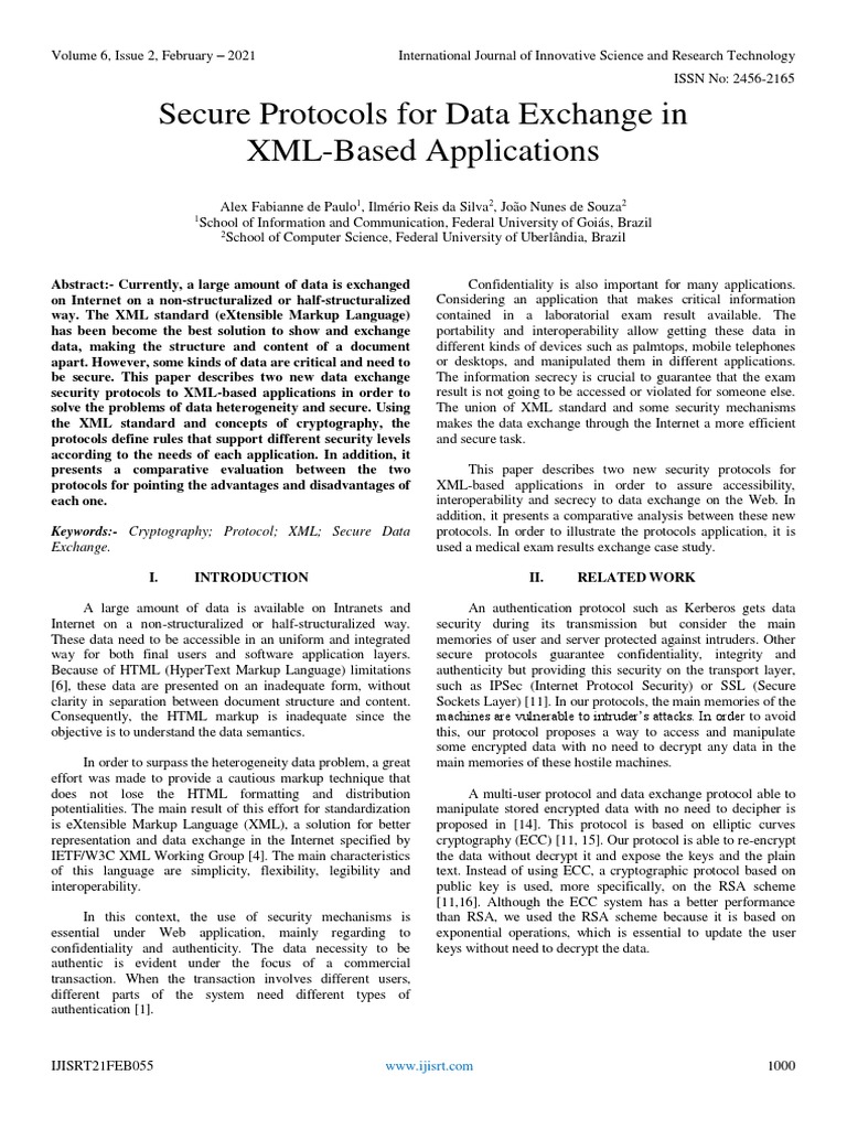 Secure Protocols For Data Exchange in XML-Based Applications | PDF ...
