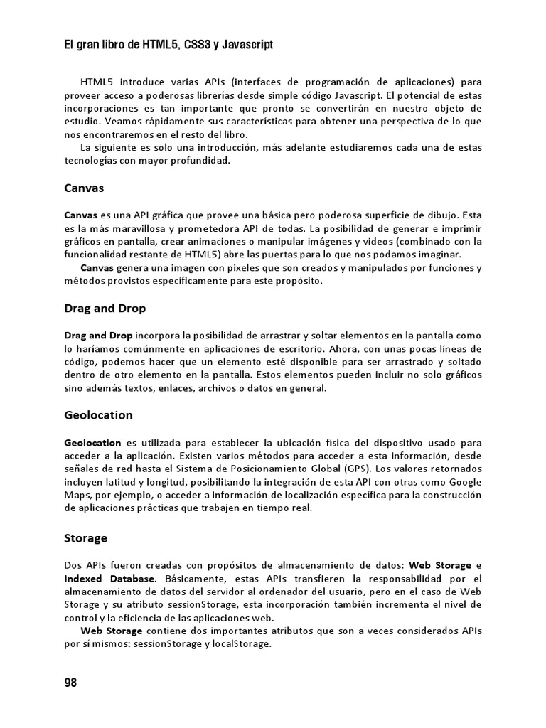 Canvas: El Gran Libro de HTML5, CSS3 y Javascript | PDF | Software de la aplicacion | Red mundial