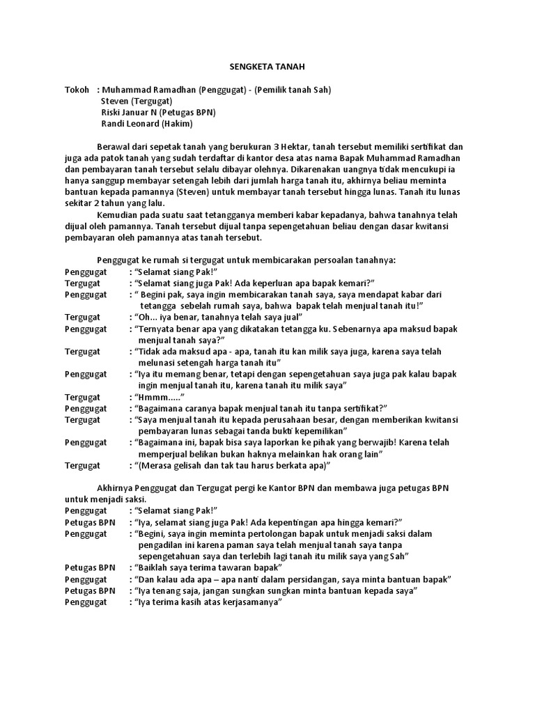 Naskah Negosiasi - Sengketa Tanah | PDF