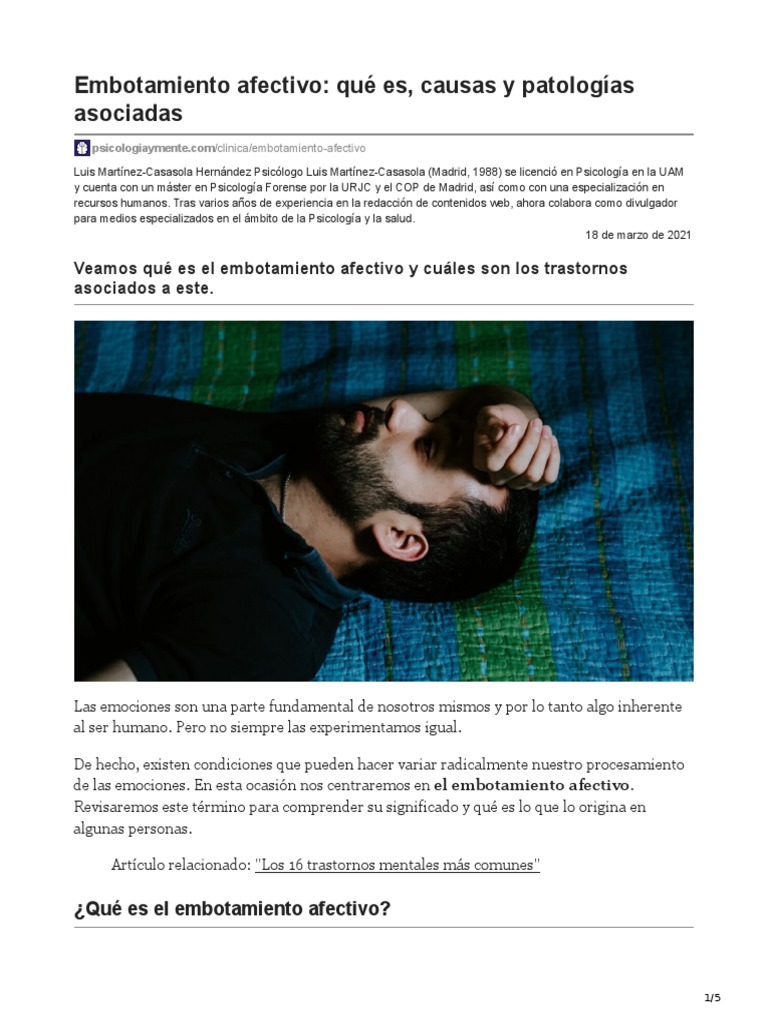 Embotamiento Afectivo - Qué Es Causas y Patologías Asociadas | PDF ...