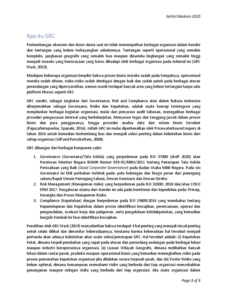 Memahami Konsep GRC dalam Bisnis | PDF