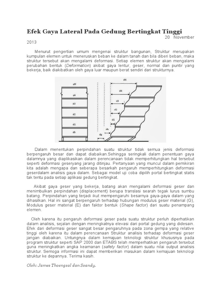 Efek Gaya Lateral Pada Gedung Bertingkat Tinggi | PDF