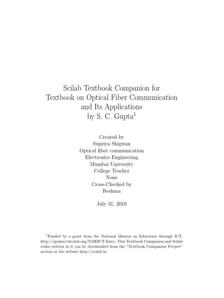 Scilab Companion for Optical Fiber Textbook | PDF | Optical Fiber ...
