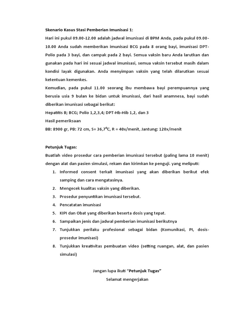 Prosedur Imunisasi Bayi BCG dan DPT | PDF