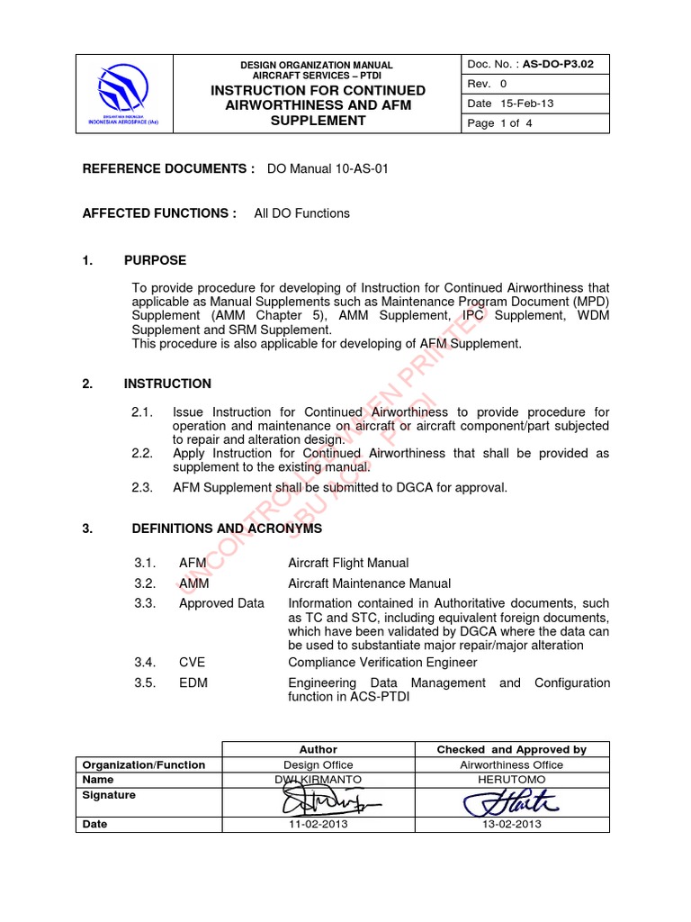 AS-DO-P3.02 - Instruction For Continued Airworthiness and AFM ...