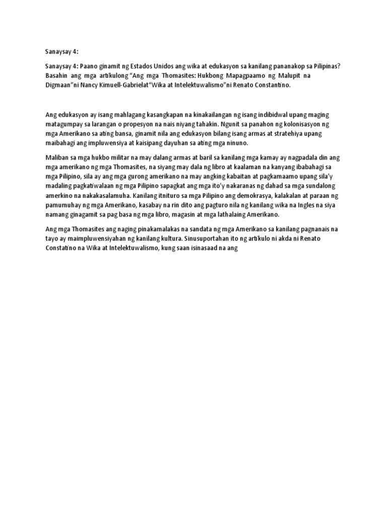 Paano Ginamit NG Estados Unidos Ang Wika at Edukasyon Sa Kanilang ...