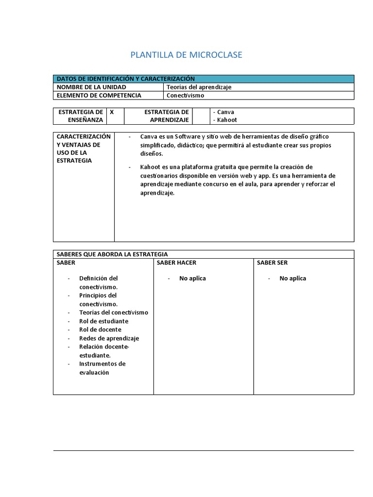 Plantilla de Microclase | PDF | Software de la aplicacion | Aprendizaje