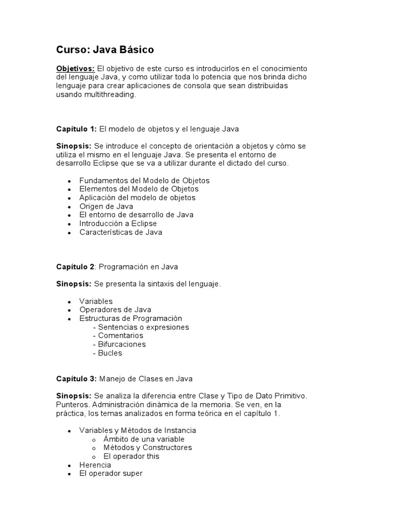 Guia Java Básico | PDF | Java (lenguaje de programación) | Objeto (informática)