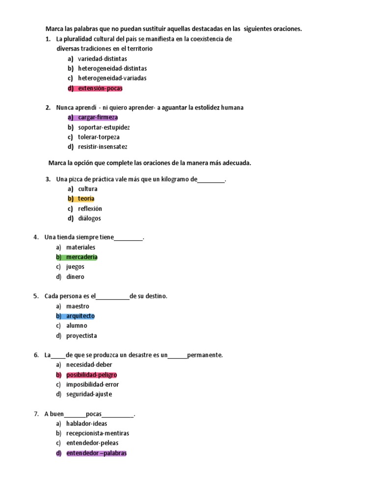 Taller Completar Oraciones | PDF
