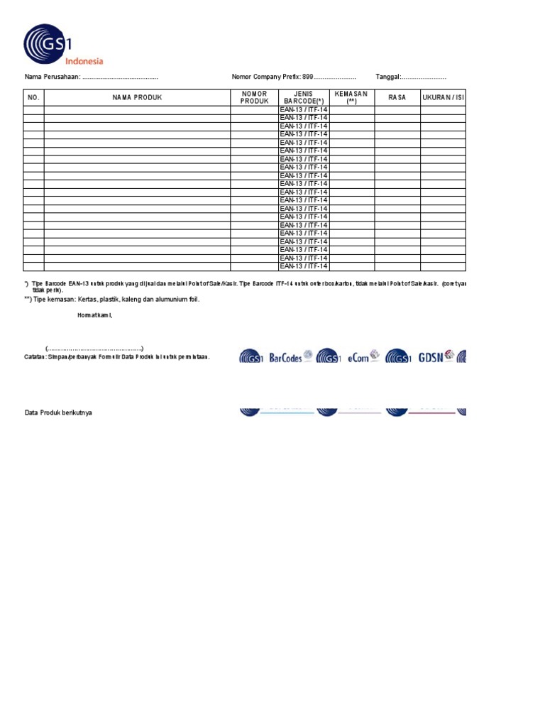 Form Data Produk | PDF