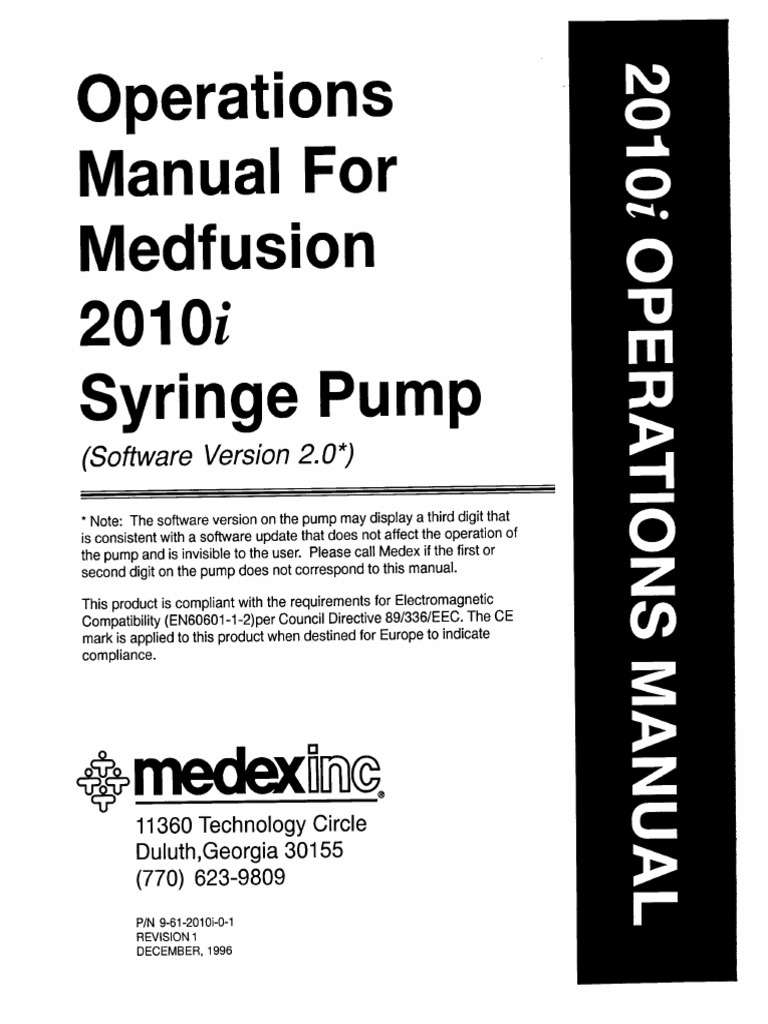 Medfusion 2010i Op Manual | PDF | Intravenous Therapy | Syringe