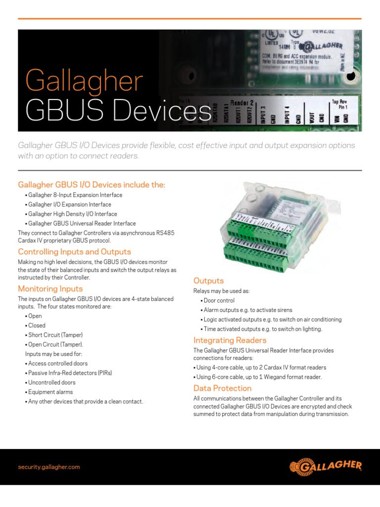 Gallagher: GBUS Devices | PDF | Input/Output | Power Supply