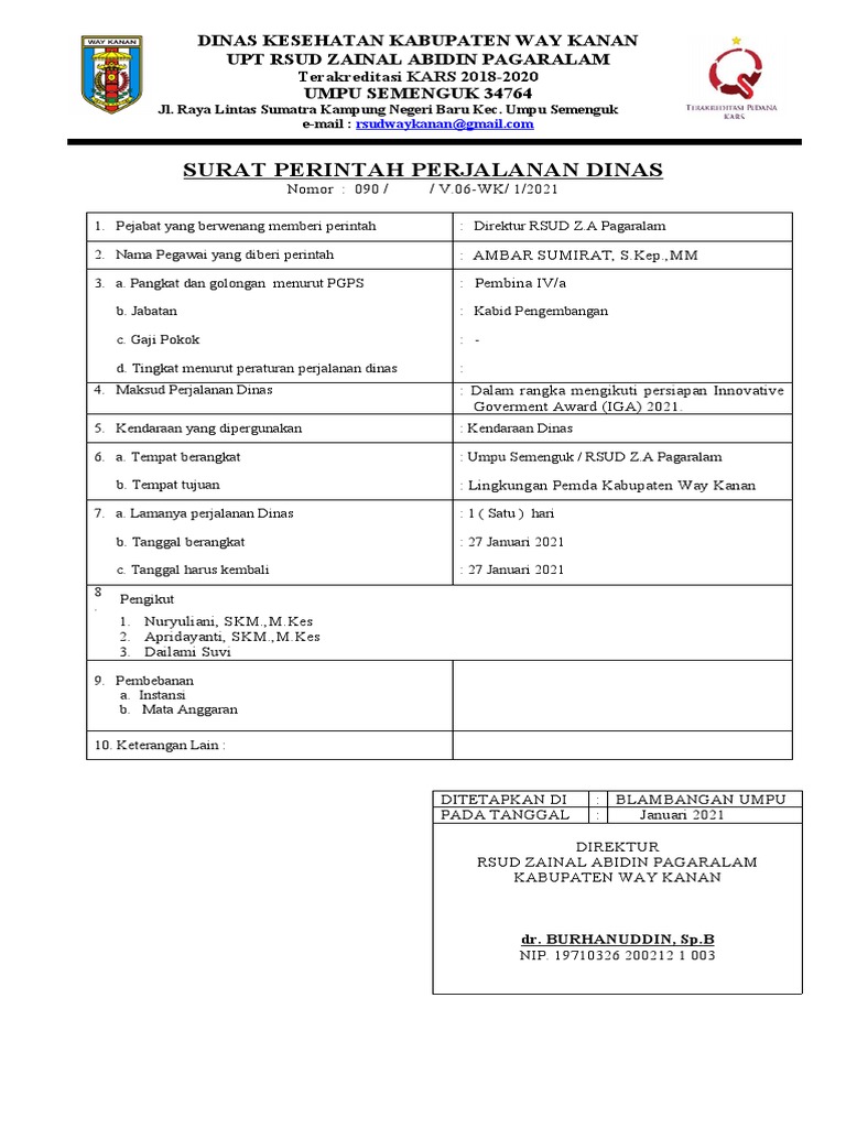 SPT Beserta SPPD Depan | PDF