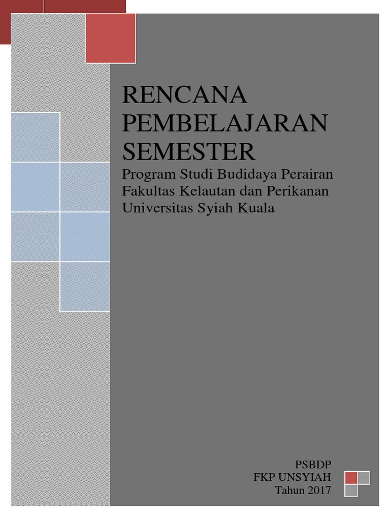 Rencana Pembelajaran Semester: Program Studi Budidaya Perairan Fakultas Kelautan Dan Perikanan ...