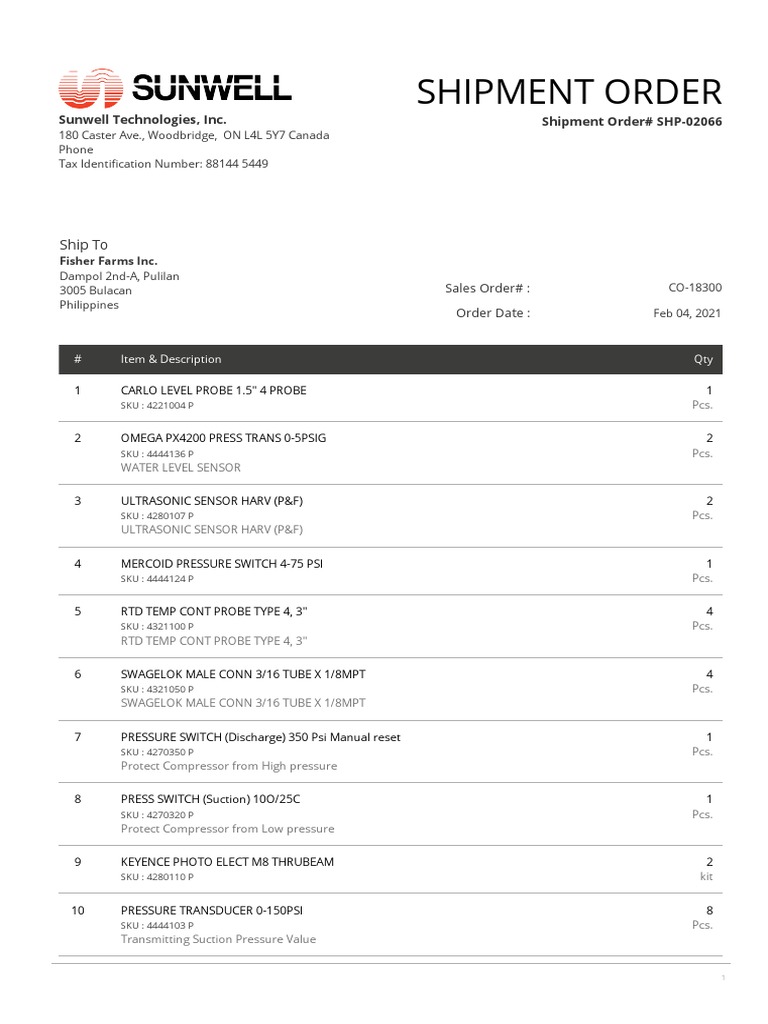 Shipment Order: Ship To | PDF | Continuum Mechanics | Tools