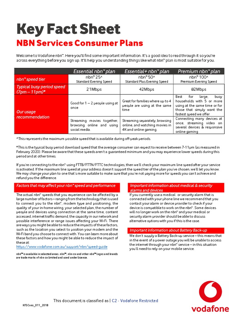 Key Fact Sheet: NBN Services Consumer Plans | PDF | Wi Fi | Networks