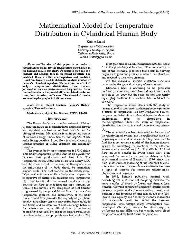 Human Body Maths Model | PDF | Perfusion | Heat Transfer