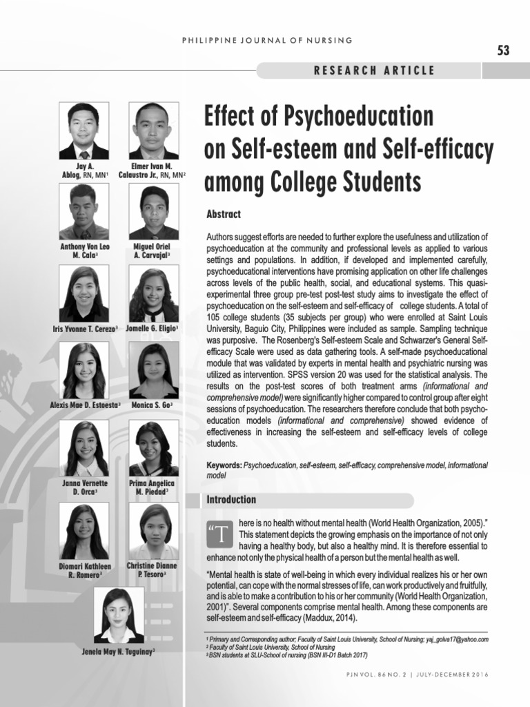 PJN JAN - JUNE 2017 Ablog Et Al Article | PDF | Self Efficacy | Self Esteem