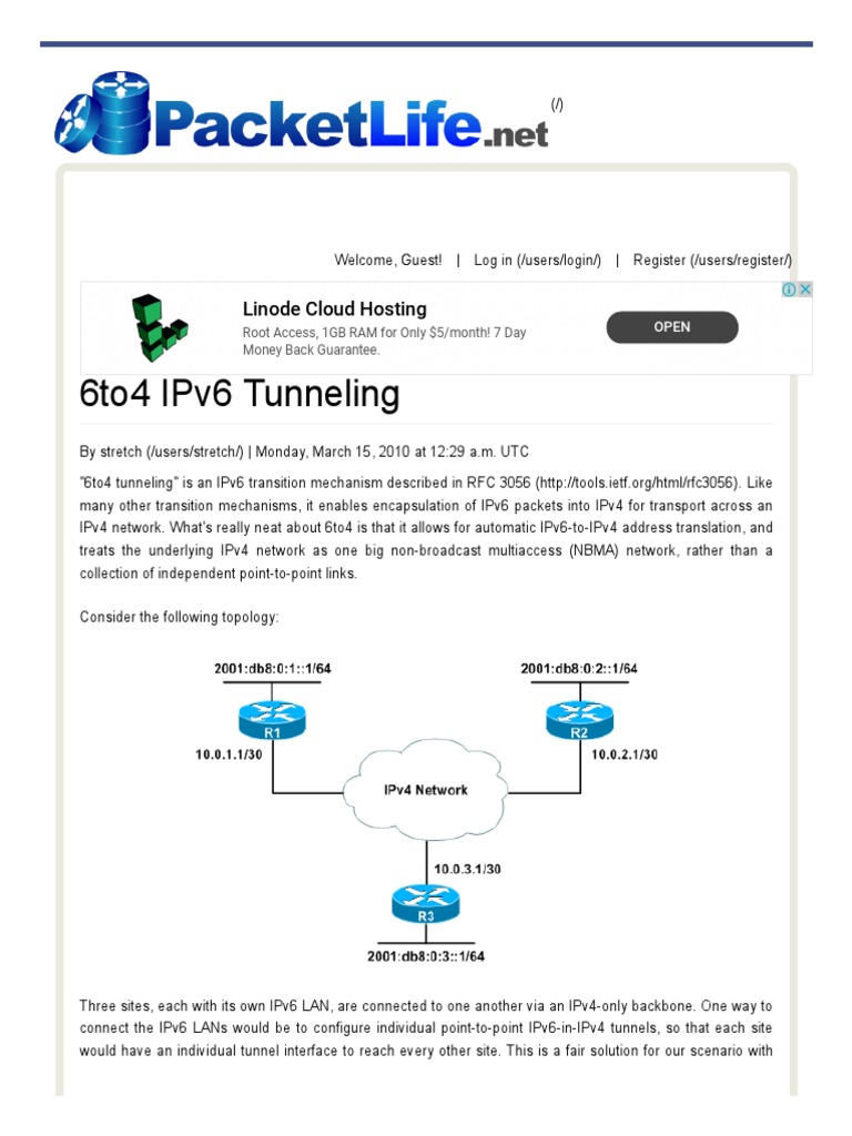 6to4 IPv6 Tunneling | PDF | I Pv6 | Internet Standards