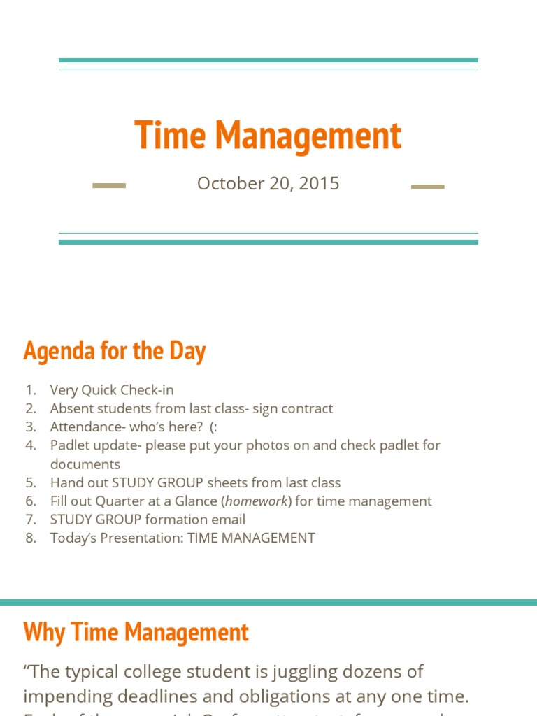 Time Management Presentation Pdf Business