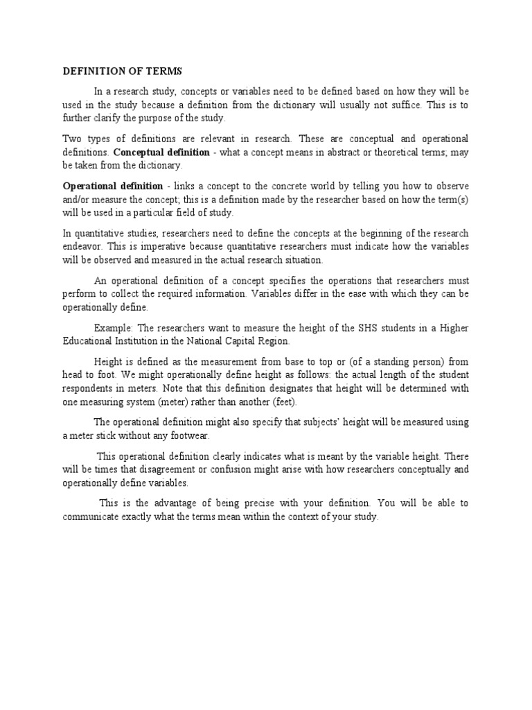 Defining Concepts and Variables: A Guide to Conceptual and Operational ...