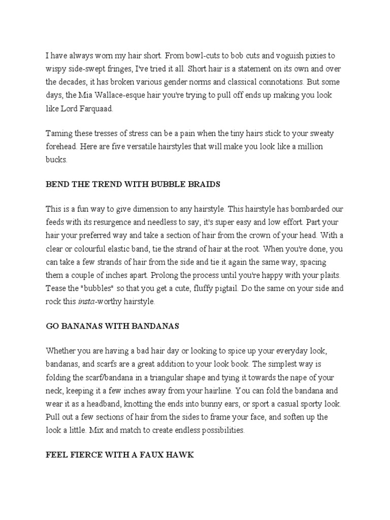 Styling Your Short Hair | PDF | Hairstyle | Hair