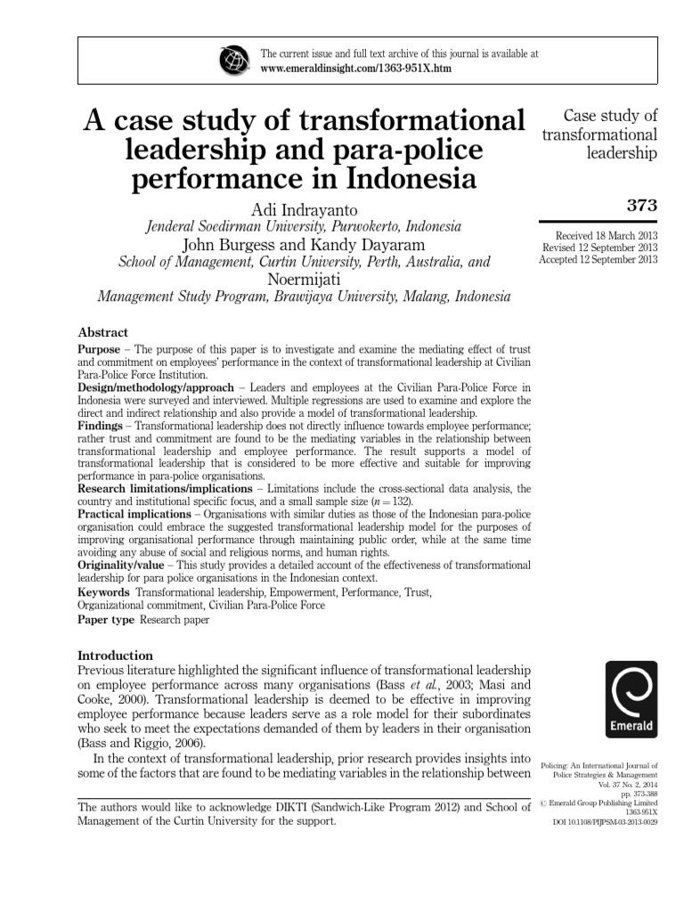 A Case Study Of Transformation Pdf Transformational