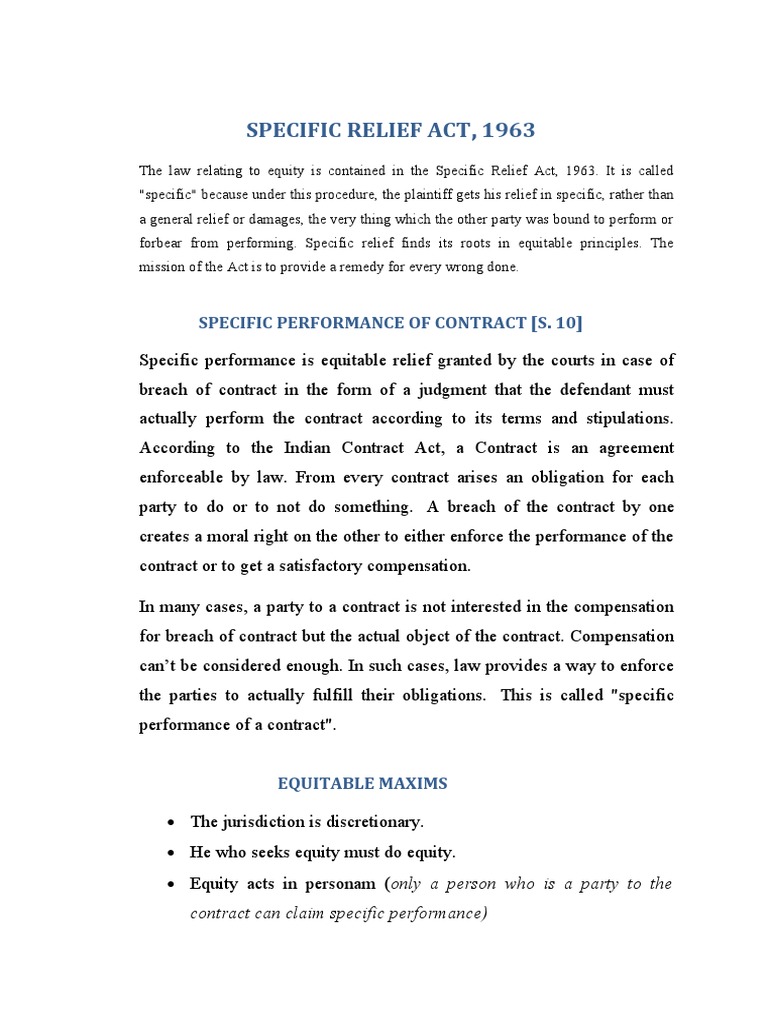 Exploring the Equitable Principles and Remedies Underpinning the ...