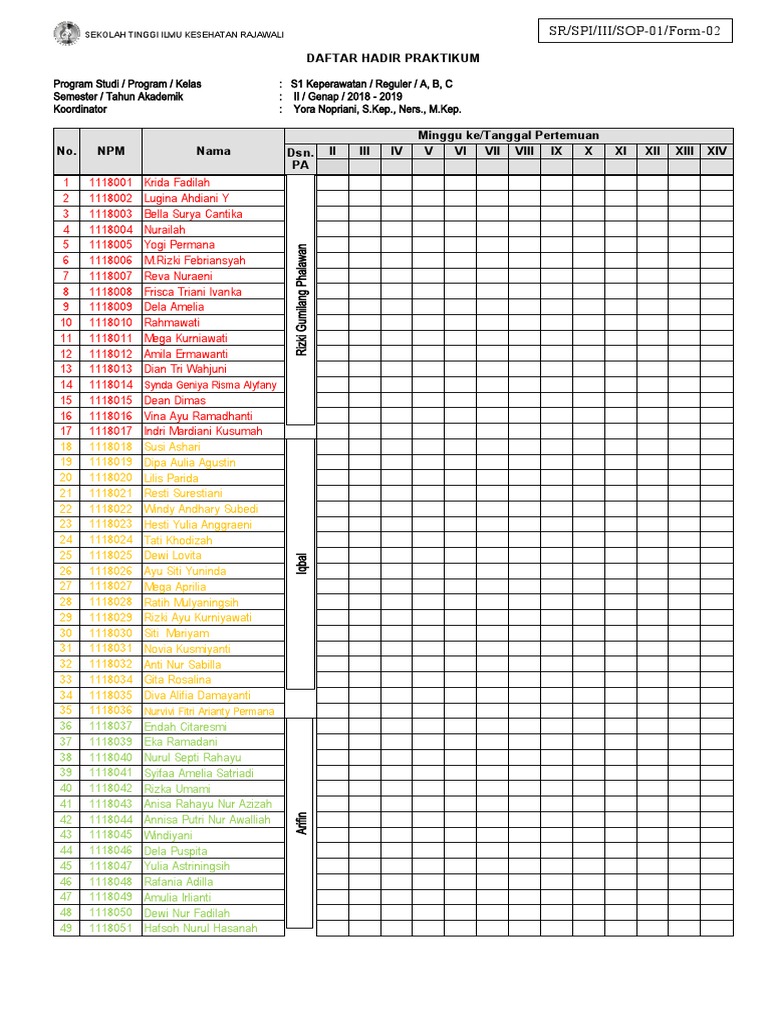 Jadwal Lab - TK 1 | PDF