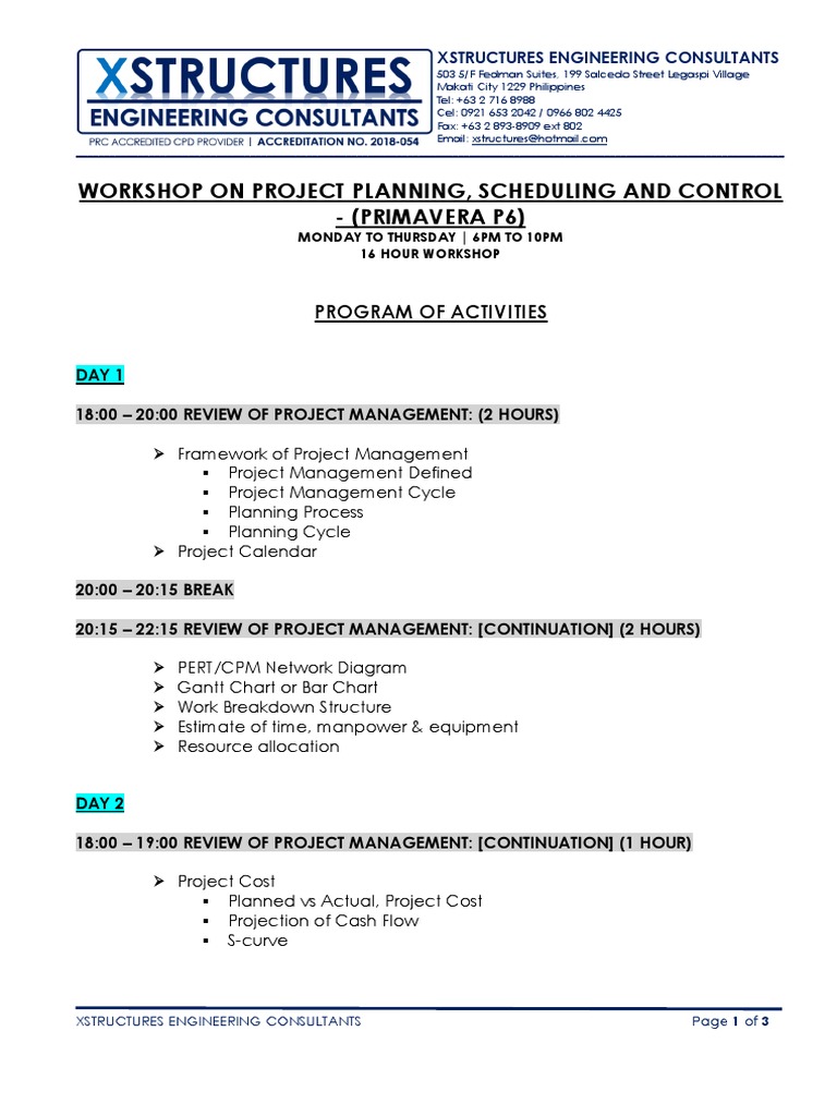 Project Planning, Scheduling and Control Using Primavera P6 | PDF ...