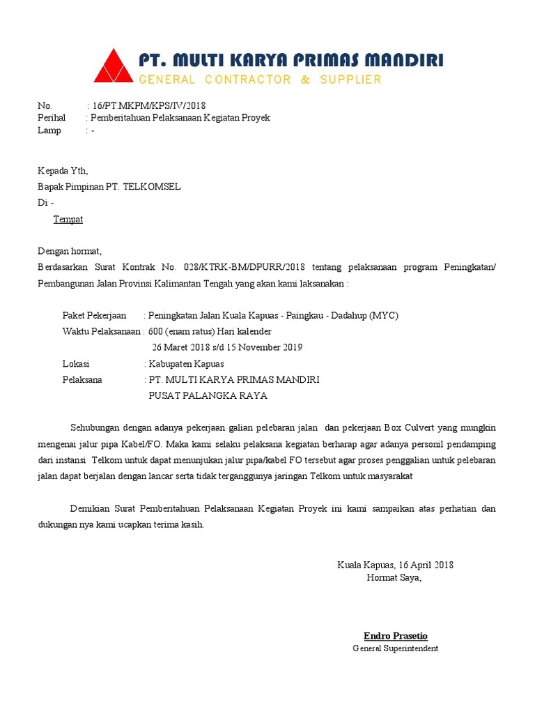 Surat - PT TELKOMSEL | PDF